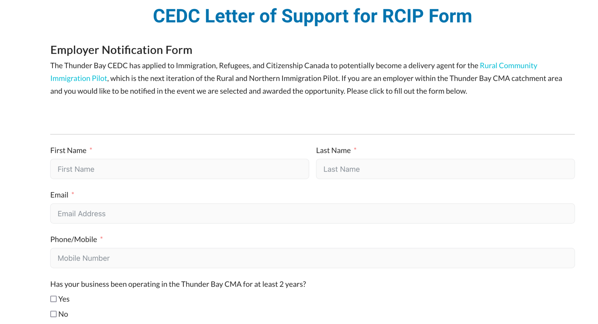 Employer Registration Opens for Thunder Bay’s RCIP - Rural Community ...